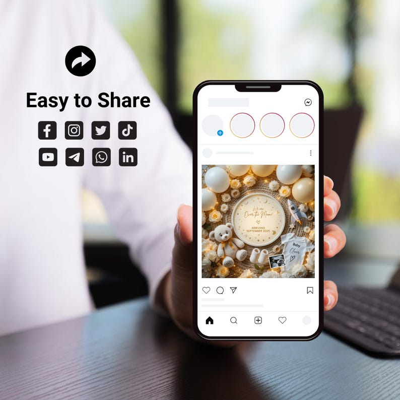 Digital Space Pregnancy Announcement, Over the Moon Baby Announcement ...