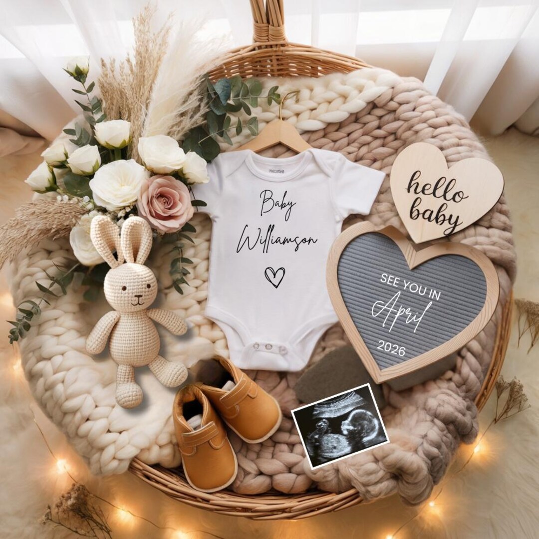April 2026 Pregnancy Announcement Template, April Baby Reveal, Editable ...
