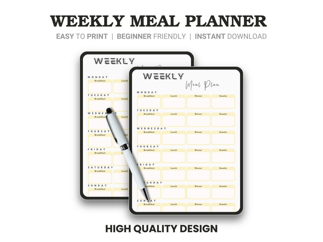 Organized Weekly Meal Planner - Printable Menu Organizer & Meal Prep ...
