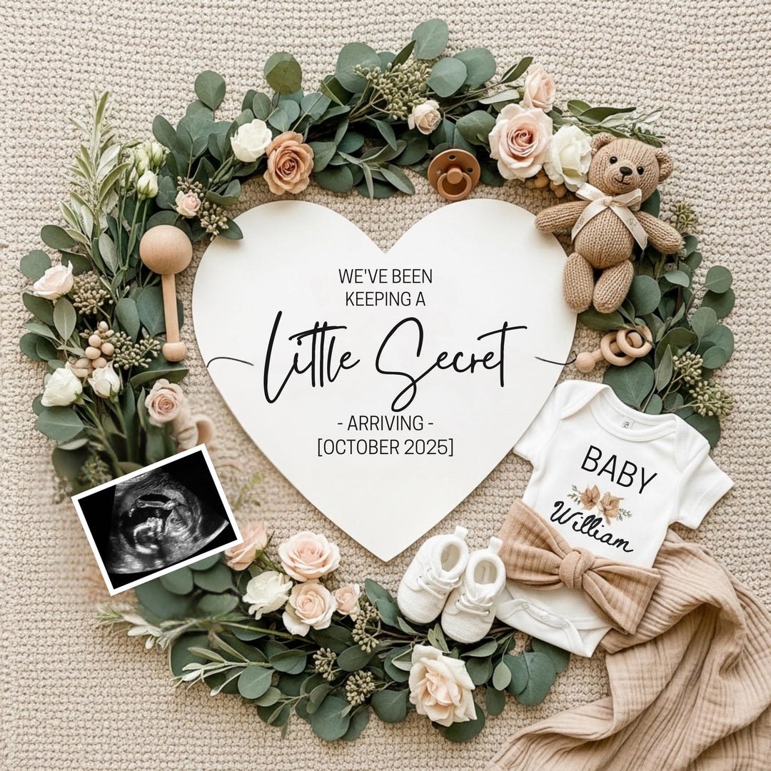 Little Secret Pregnancy Announcement: Editable Baby Reveal Template ...