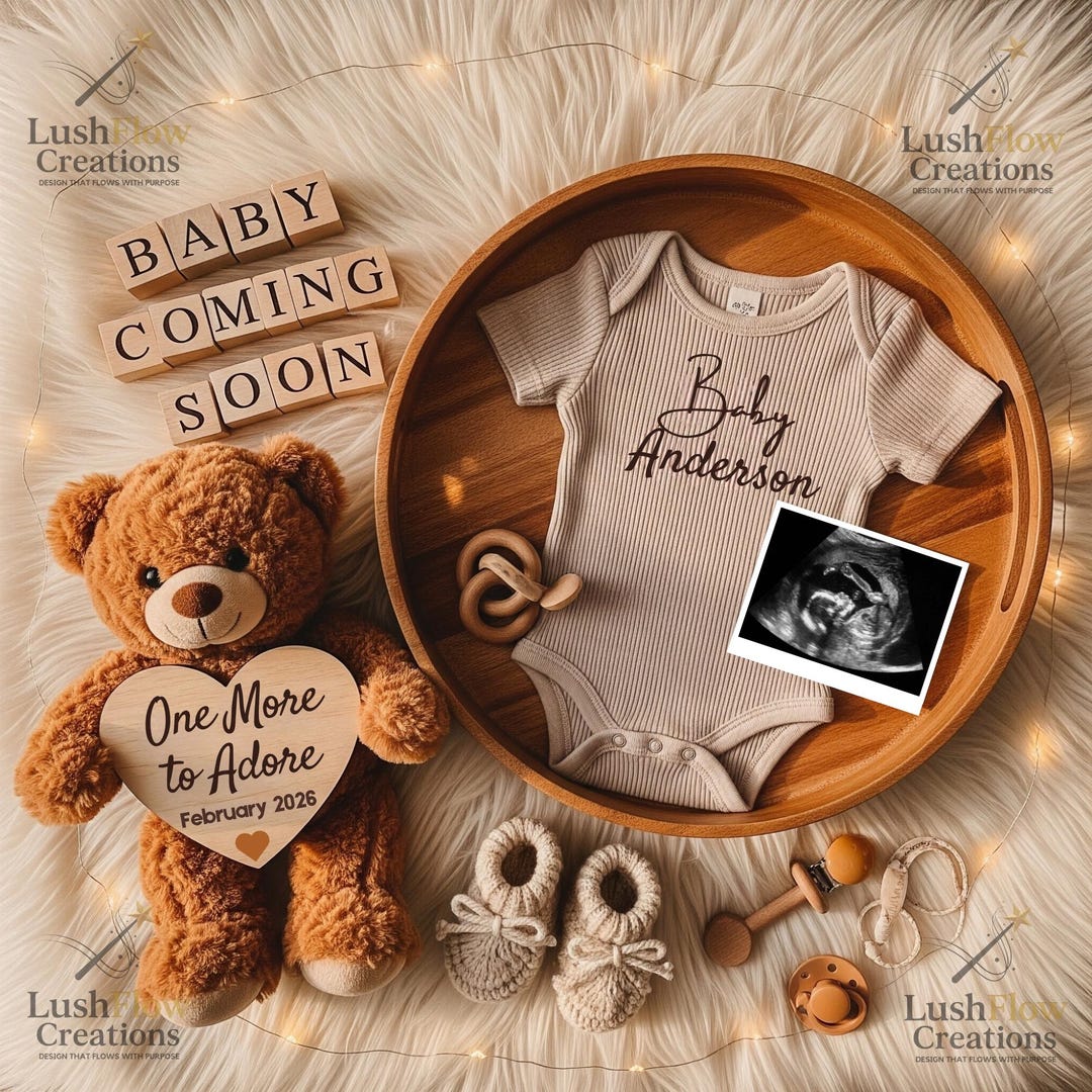 One More to Adore Pregnancy Announcement, Editable Baby Reveal Template ...
