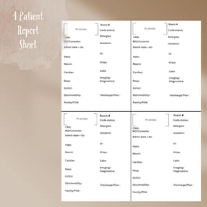 Printable 4 Patient Nurse Handoff Sheet | SBAR Report Sheet for Nurses ...