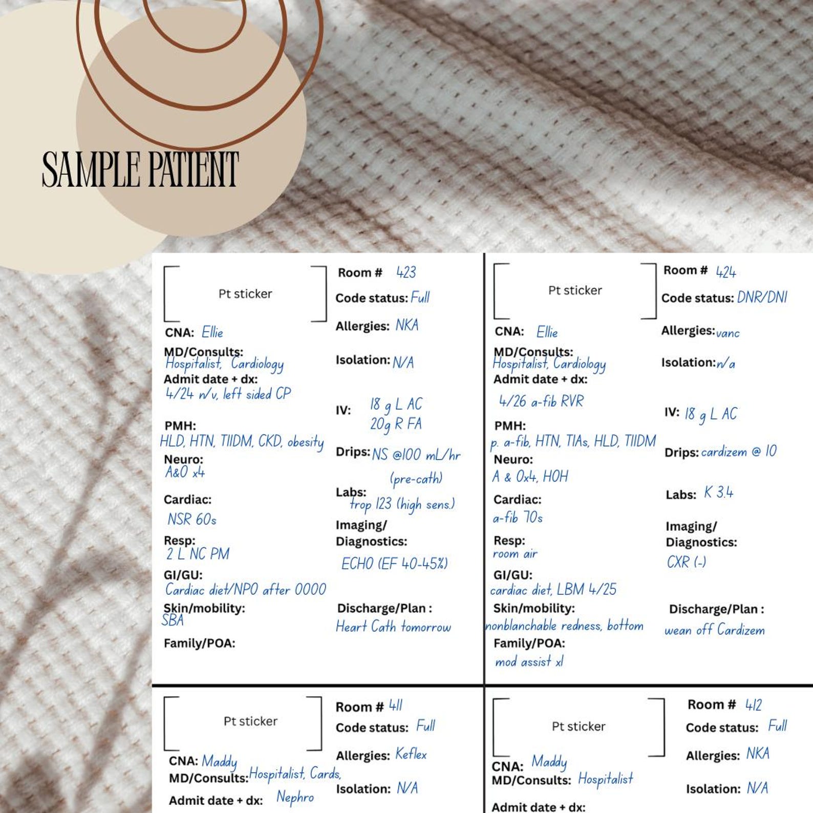 Printable 4 Patient Nurse Handoff Sheet | SBAR Report Sheet for Nurses ...