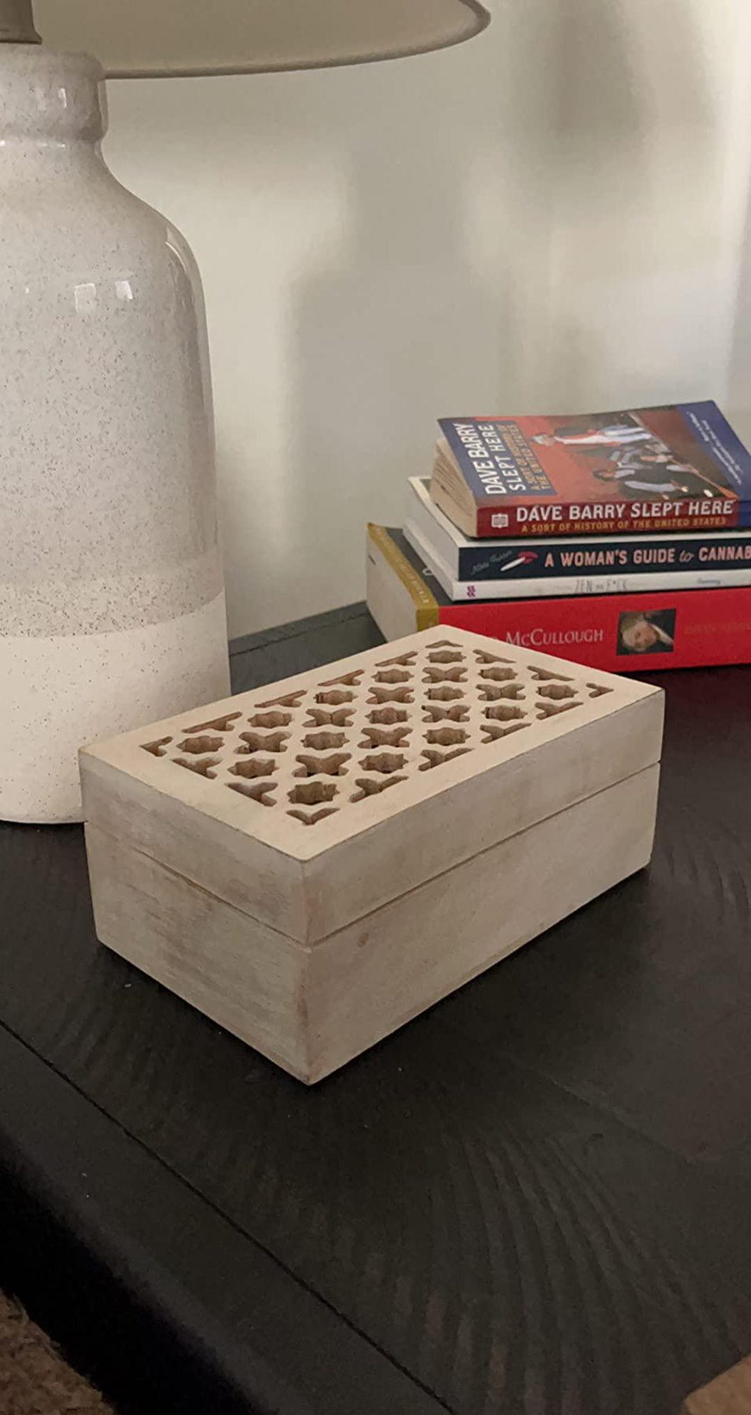 Decorative Storage Box With Hinged Lid | Rustic Trellis Design | Mango ...