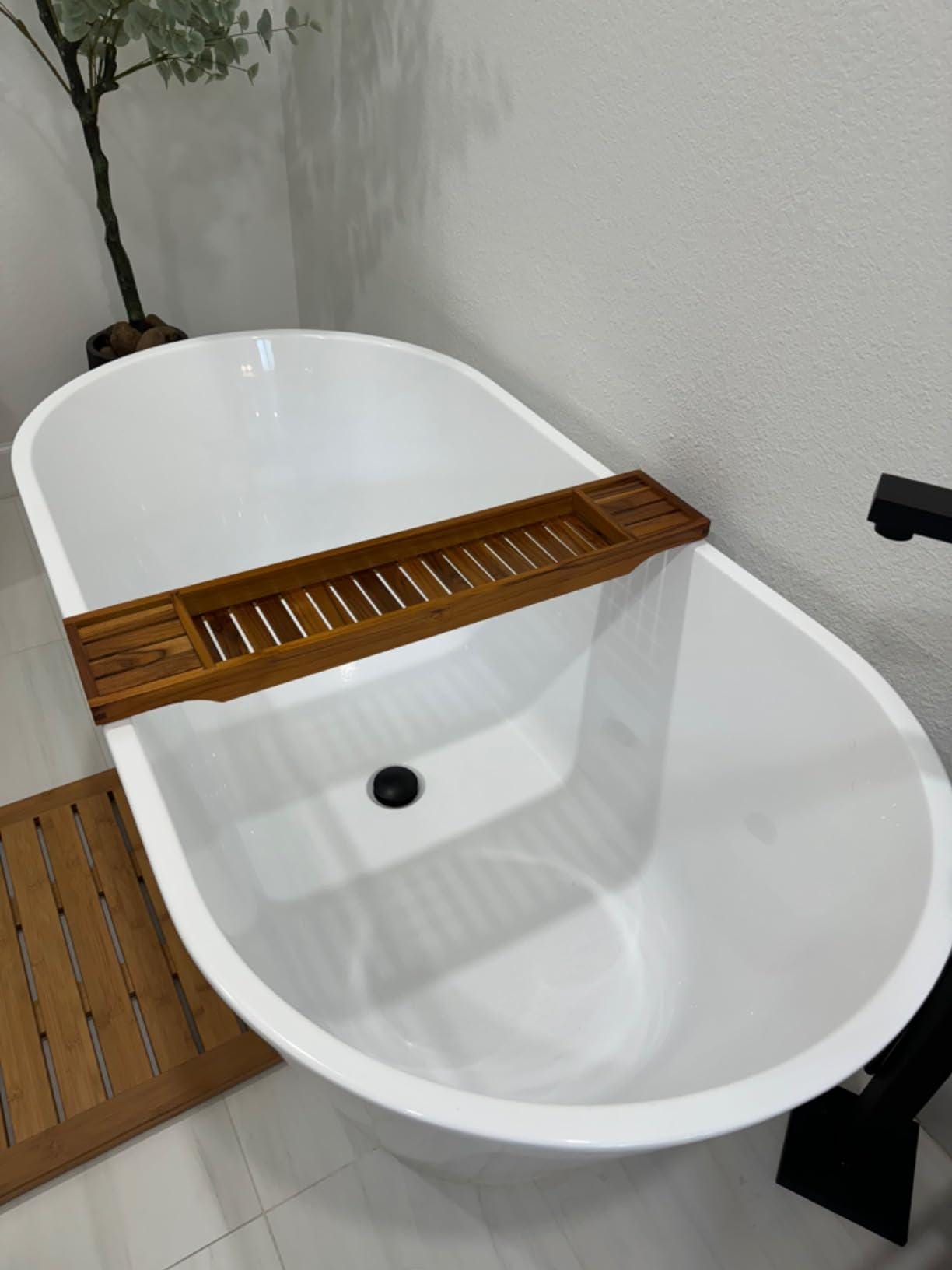 Teak Bathtub Tray | Wooden Bath Caddy | Bathtub Tray | Bathtub Wood ...