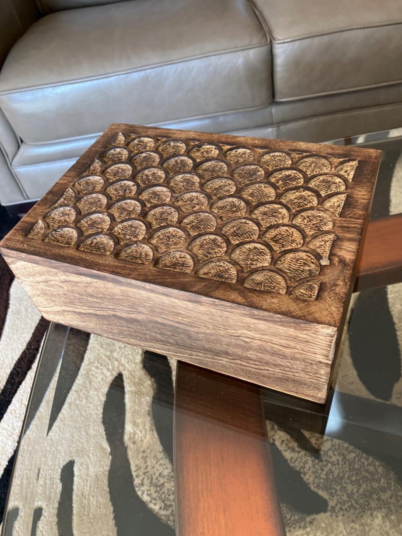 Keepsake Box | Mango Wood Box With Lid | Burnt Large Wooden Box ...