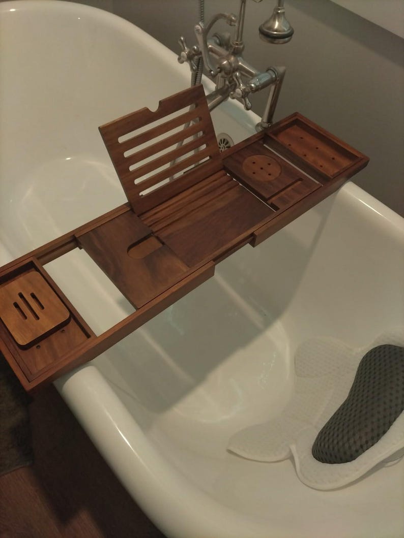 Expandable Teak Bathtub Tray: Modern Bath Caddy With Anti-slip Design ...