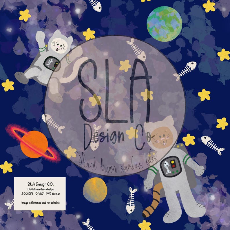Astro-cats! Space Cats Digital PNG File, Hand Drawn Digital Paper ...
