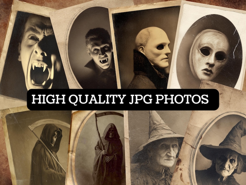 Horror Icons Photo Collection Dracula, Frankenstein, Creepy Vintage ...