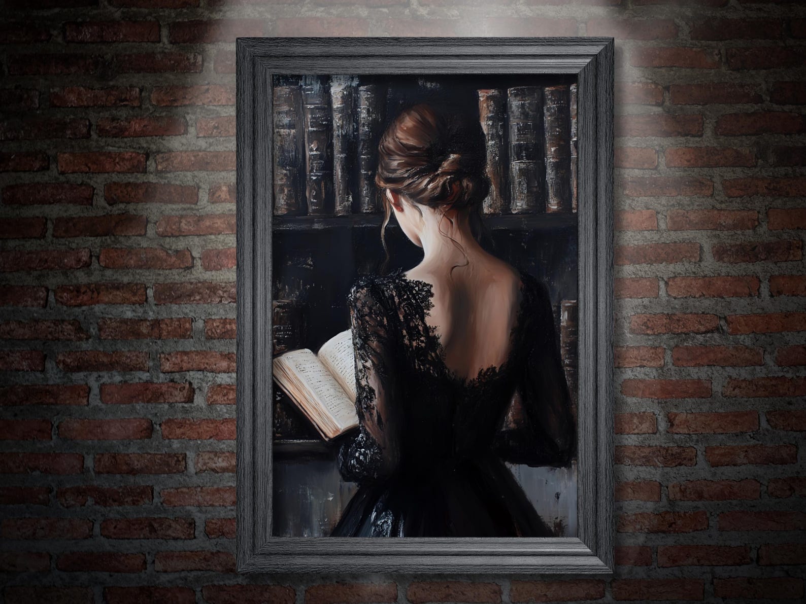 Dark Academia Wall Art Print, Vintage Victorian Woman Reading in ...