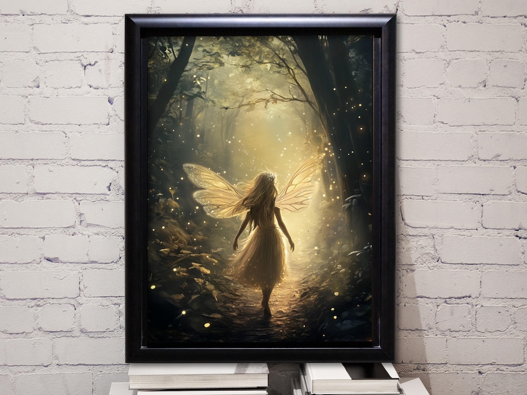 Whimsical Fairy Wall Art Print, Dark Fantasy Forest Poster, Magical ...