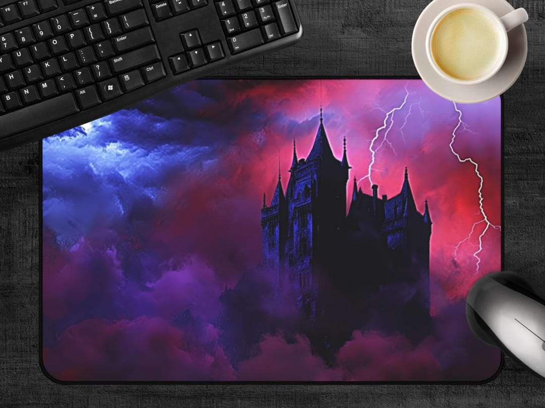 Gothic Vampire Castle Desk Mat, Black Mouse Pad, Dark Fantasy Mousepad ...