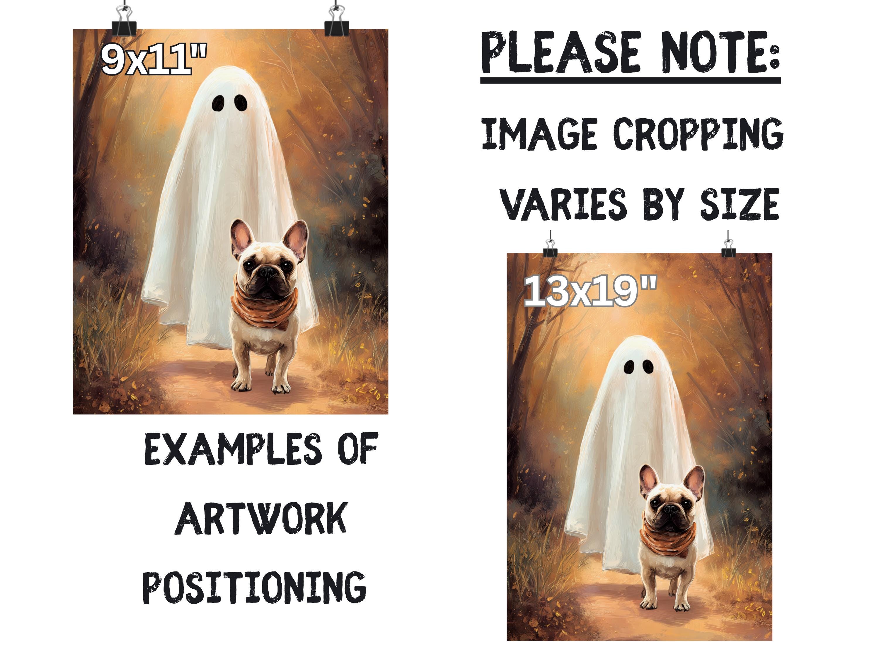 Ghost & French Bulldog Painting, Cute Halloween Wall Art Print, Ghost ...