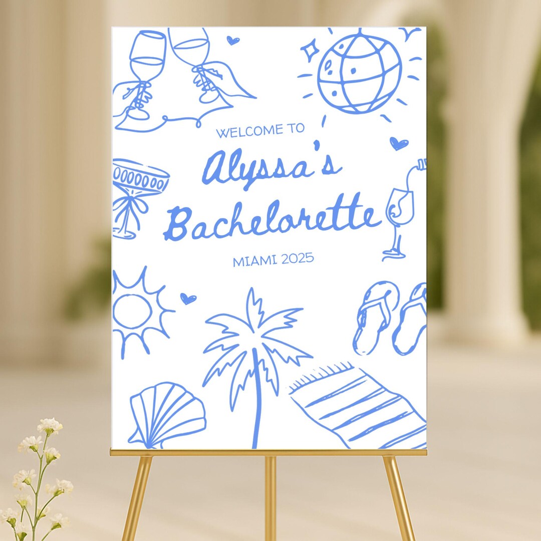 Coastal Bachelorette Welcome Sign, Personalized Party Decor, Custom ...