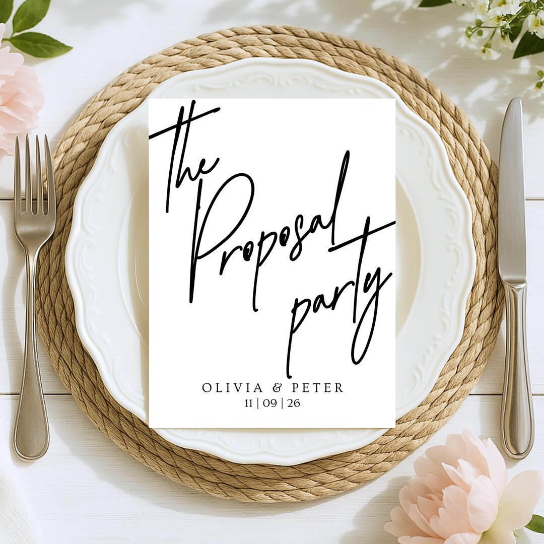 Proposal Party Table Cards, Personalized Engagement Celebration Decor ...