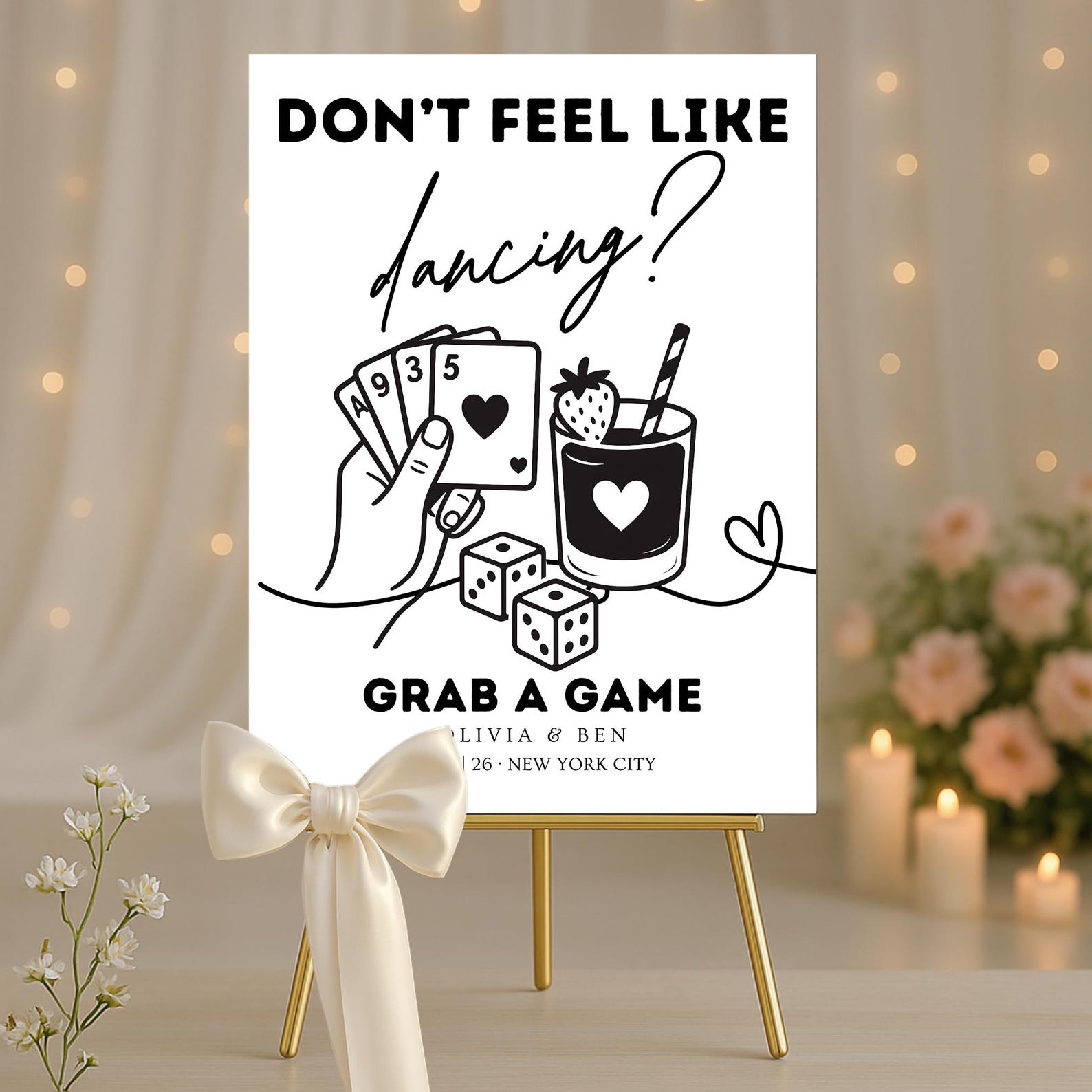 Custom Wedding Games Sign, Personalized Foam Board, Modern Script Bar ...