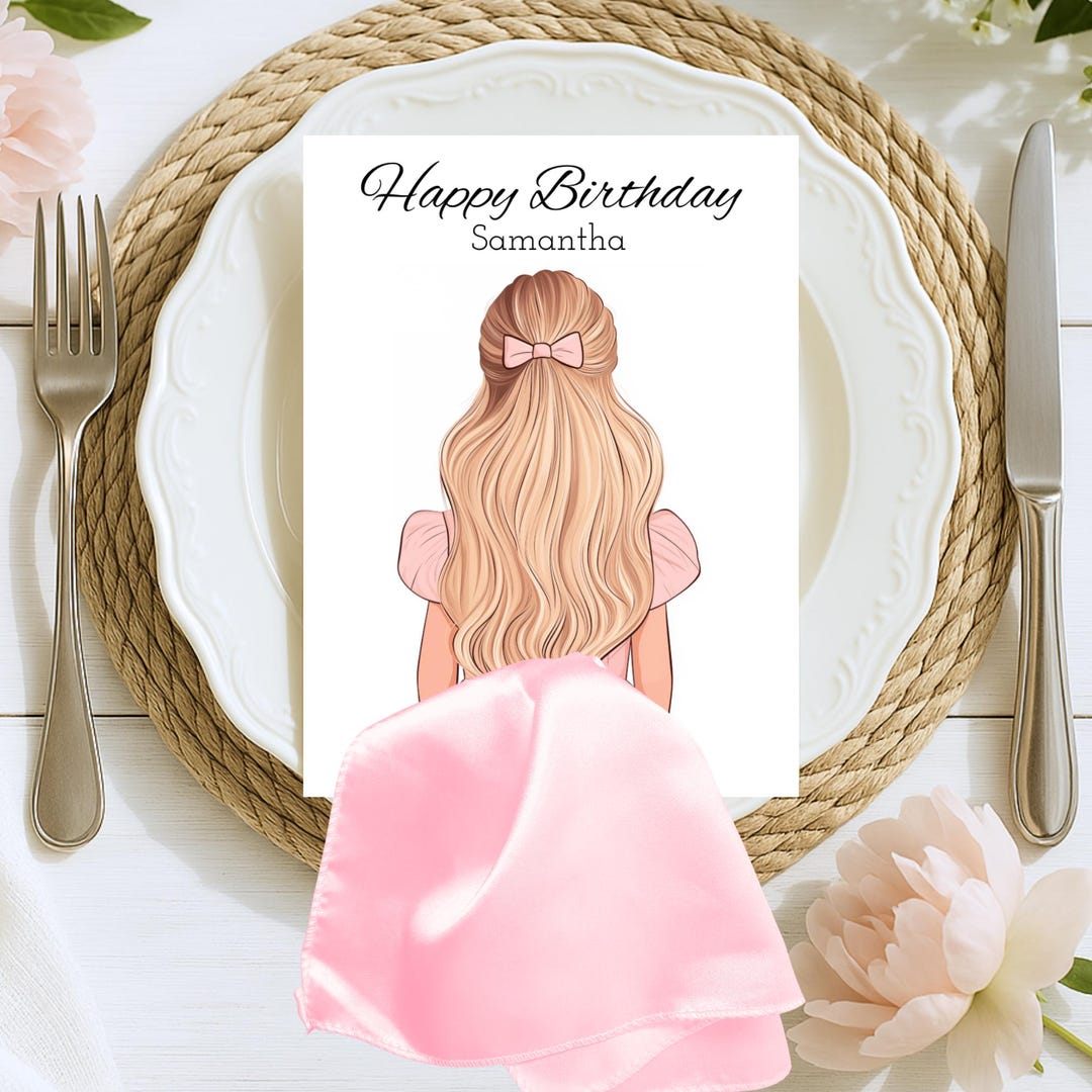 Princess Birthday Table Cards, Personalized Girls Party Decor, Custom ...