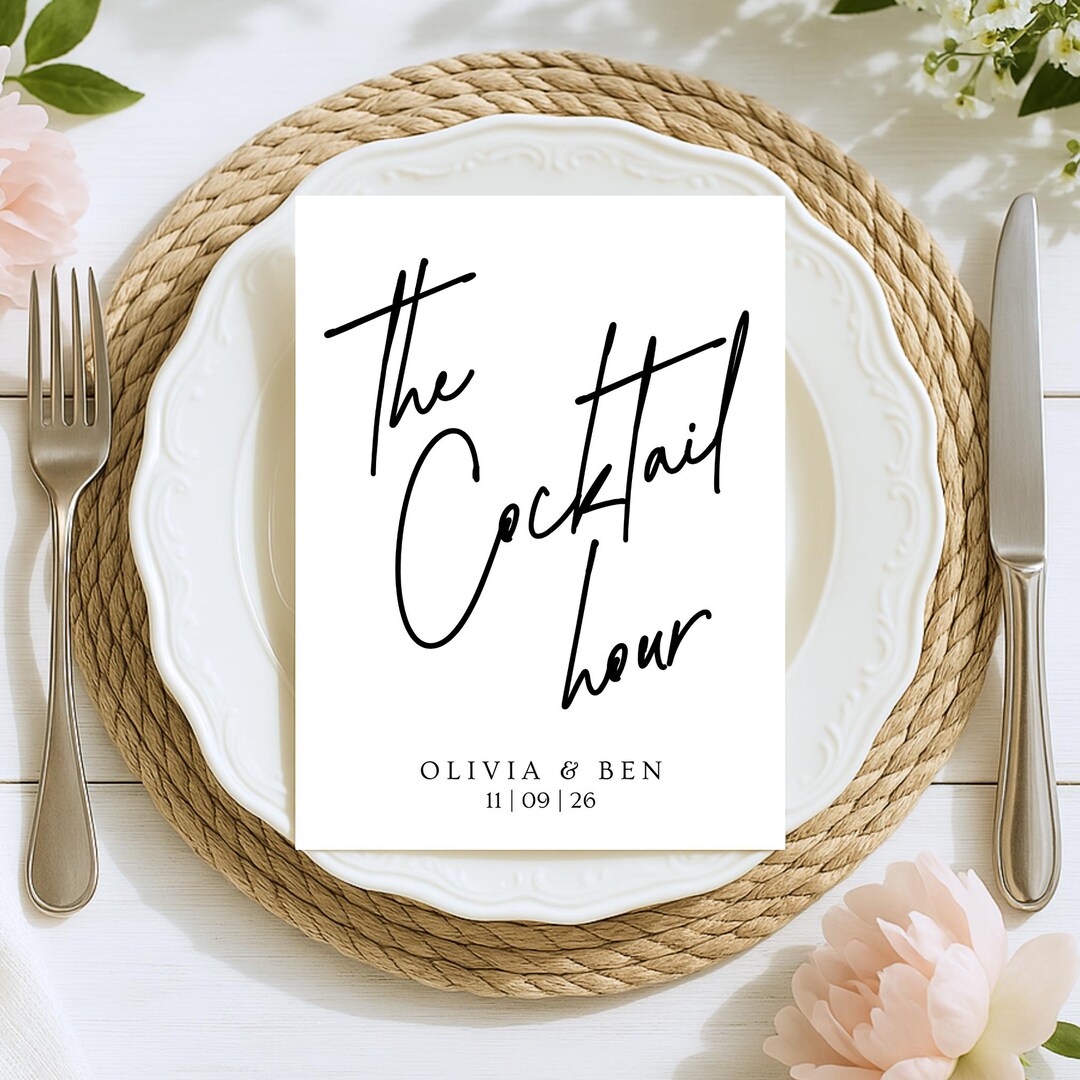 The Cocktail Hour Table Cards, Personalized Wedding Reception Decor ...