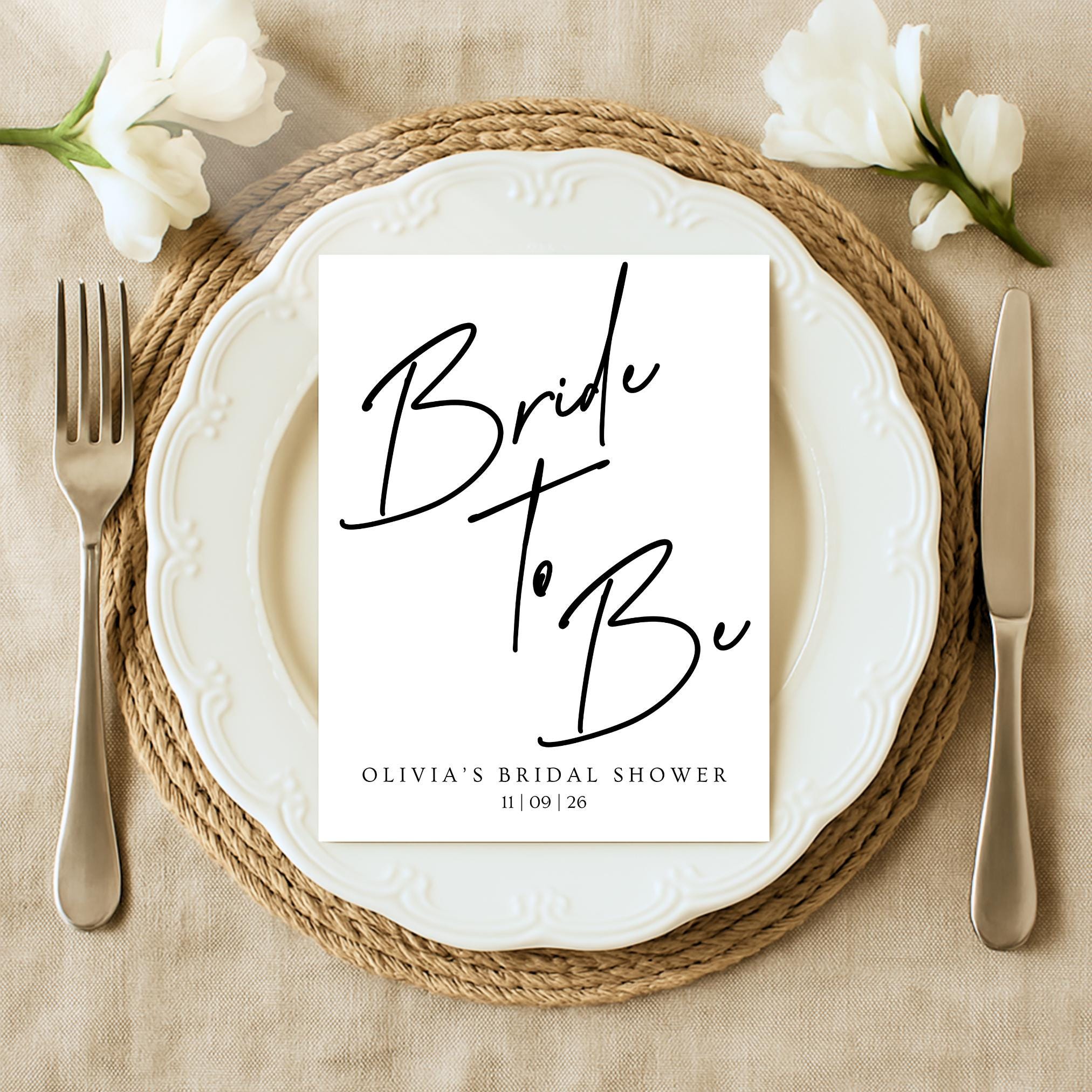 Bride to Be Table Cards, Personalized Bridal Shower Decor, Custom ...