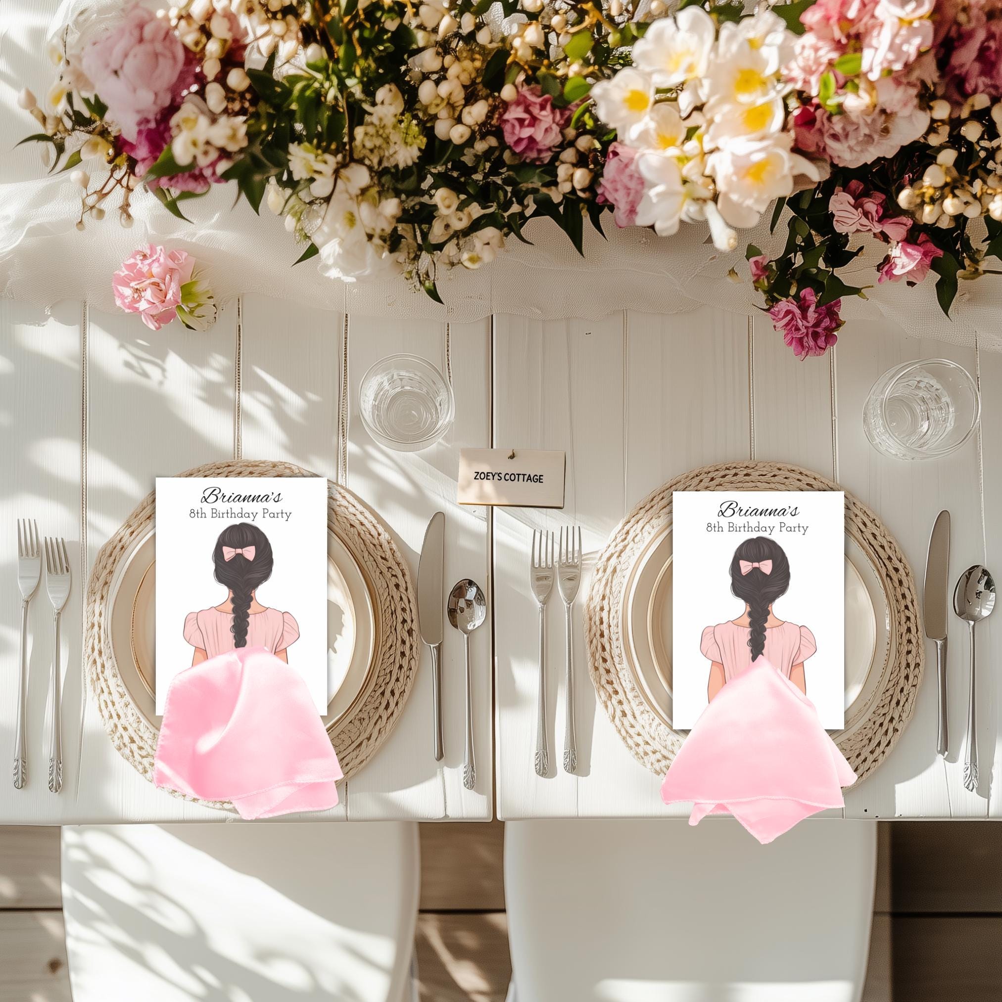Personalized Girl Birthday Party Table Cards, Princess Themed Banquet ...