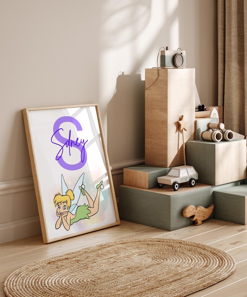 Personalized Tinker Bell Wall Art Set, 3 Piece Fairy Nursery Decor ...