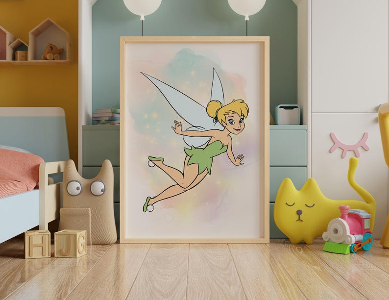 Personalized Tinker Bell Wall Art Set, 3 Piece Fairy Nursery Decor ...