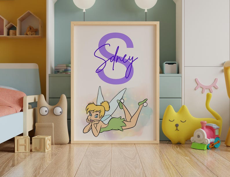 Personalized Tinker Bell Wall Art Set, 3 Piece Fairy Nursery Decor ...
