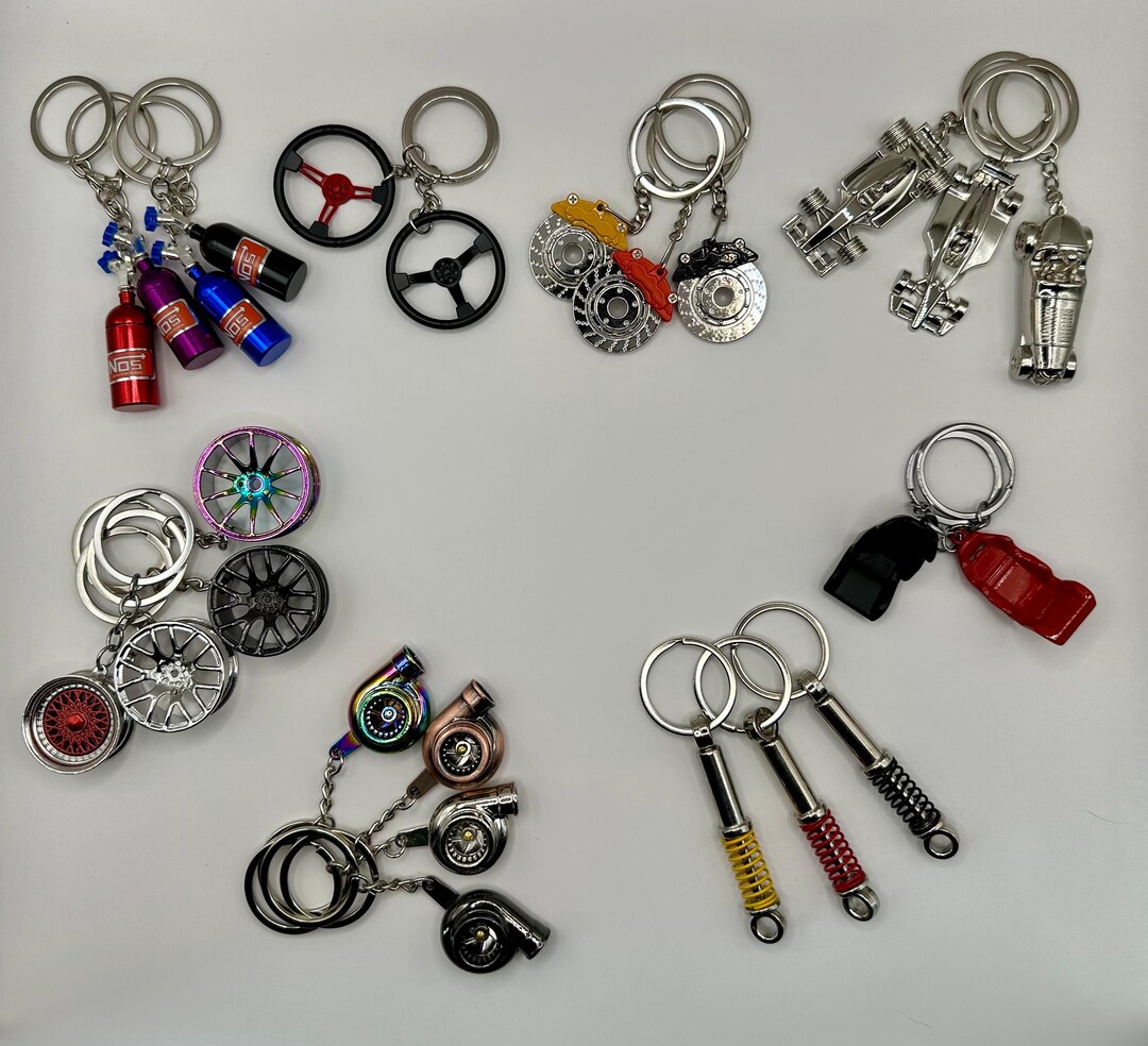 Mini Car Parts Keyrings – Turbo, NOS, Alloy Wheel | JDM Car Accessories ...