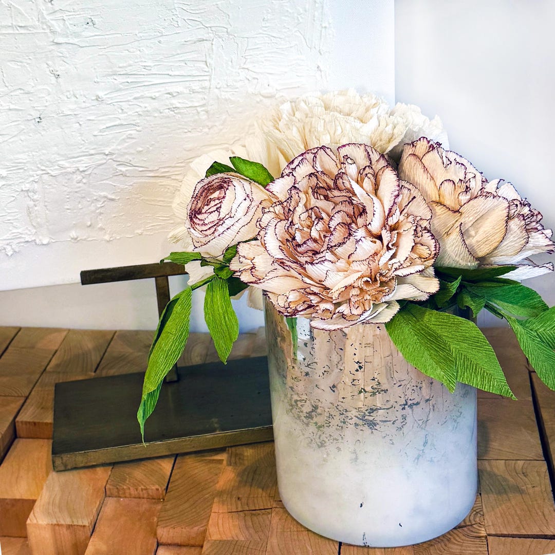 White Crepe Paper Peony Flowers - Etsy