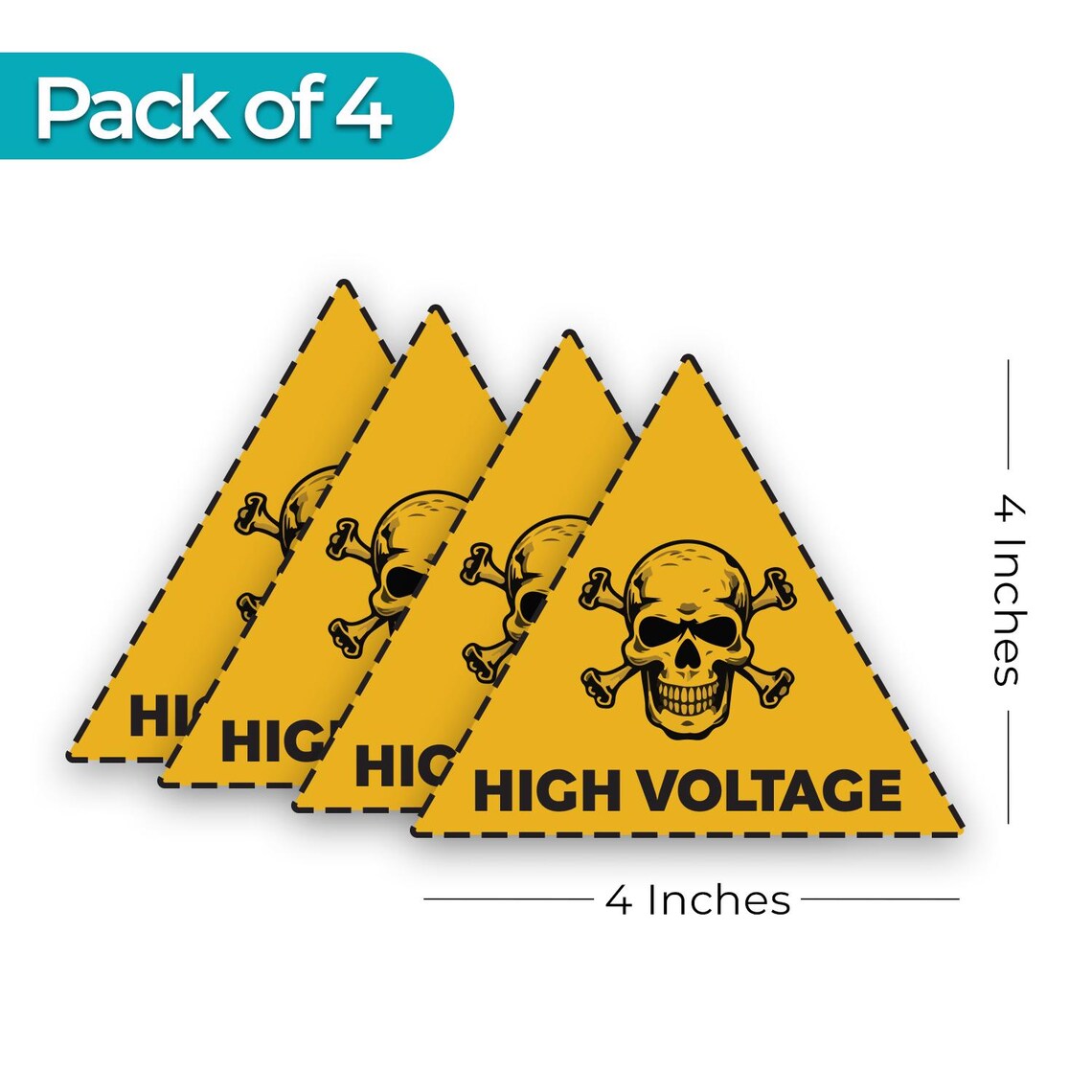 High Voltage Warning Stickers - 4x4" Waterproof Vinyl Decal - Pack of 4 ...