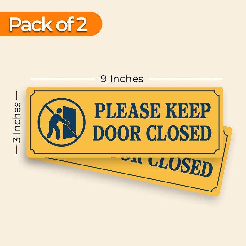 Keep Door Closed Stickers - 9x3 Inch Vinyl Decals - Waterproof Office ...