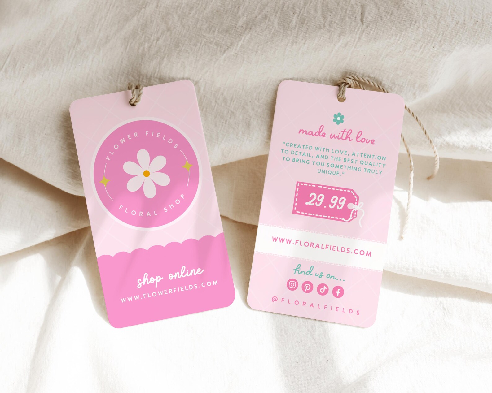 Editable Pink Hang Tag Template for Small Business-product Clothing ...
