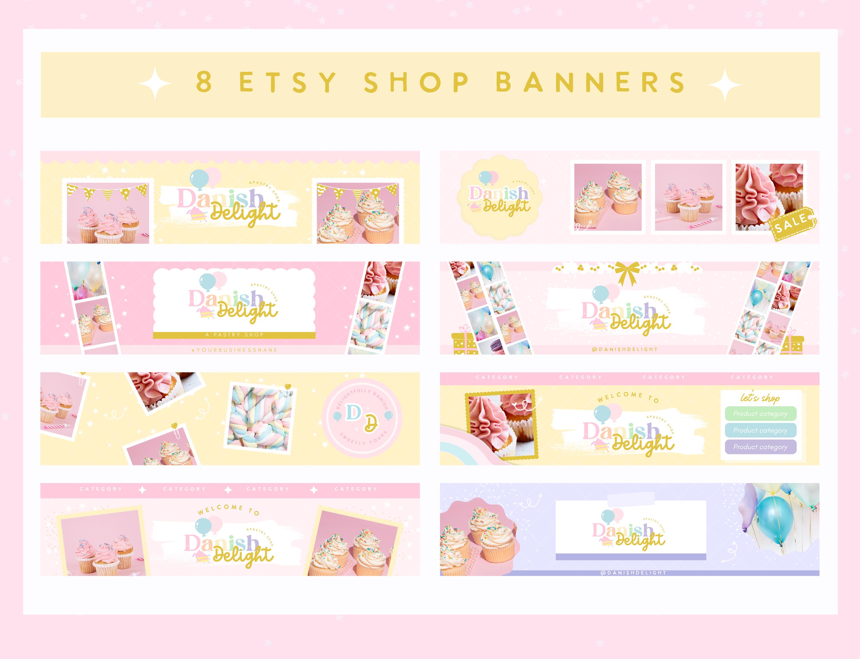 Editable in Canva 8 Cute Shop Banner for Small Business - Pink Girly ...