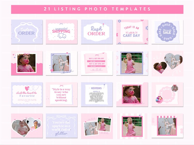 Glitzy Girl Etsy Shop Banner Branding Template Kit-editable -cute Girly ...