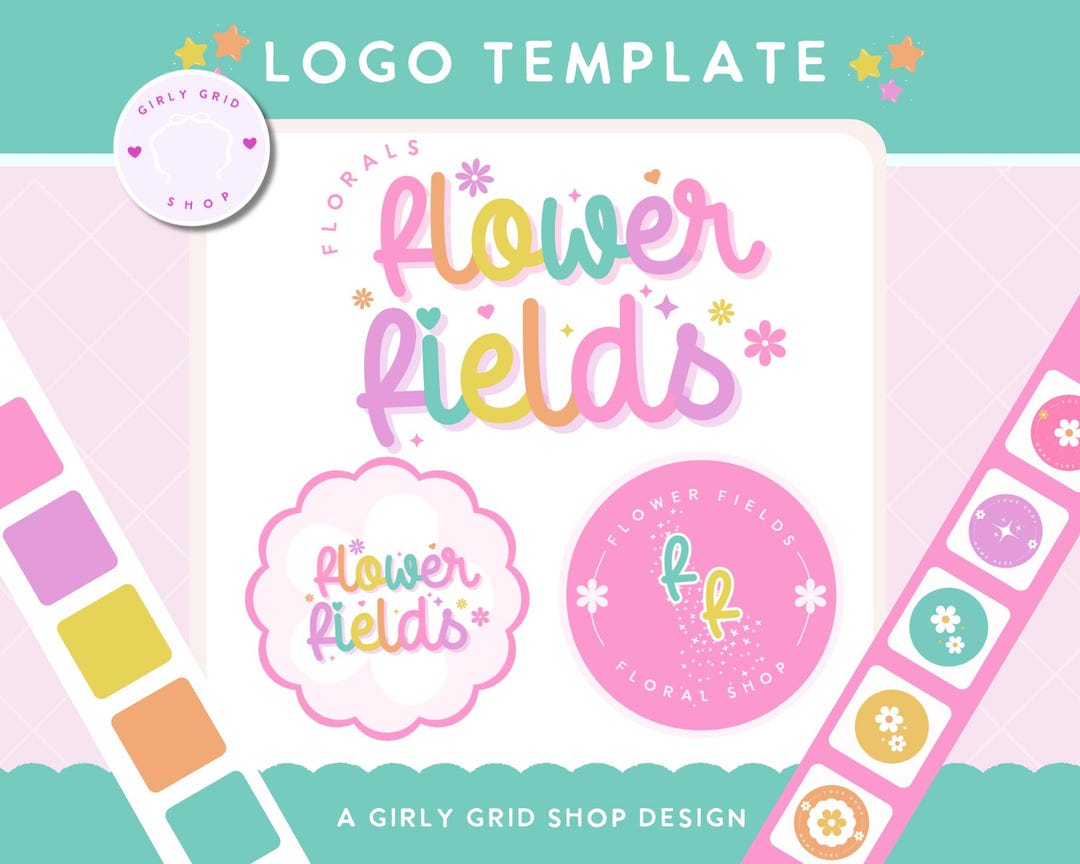 Colorful Floral Editable in Cava Logo Customizable D.I.Y Design ...