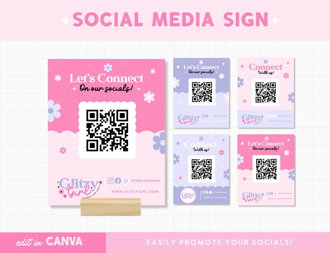 Social Media QR Code Sign Template for Small Business -vendor Booth ...
