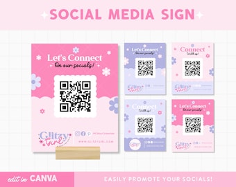 Social Media QR Code Sign Template for Small Business -vendor Booth ...