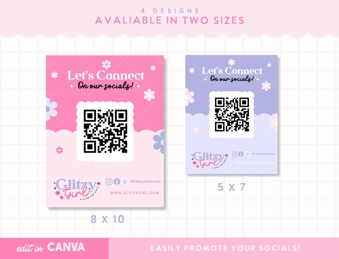 Social Media QR Code Sign Template for Small Business -vendor Booth ...