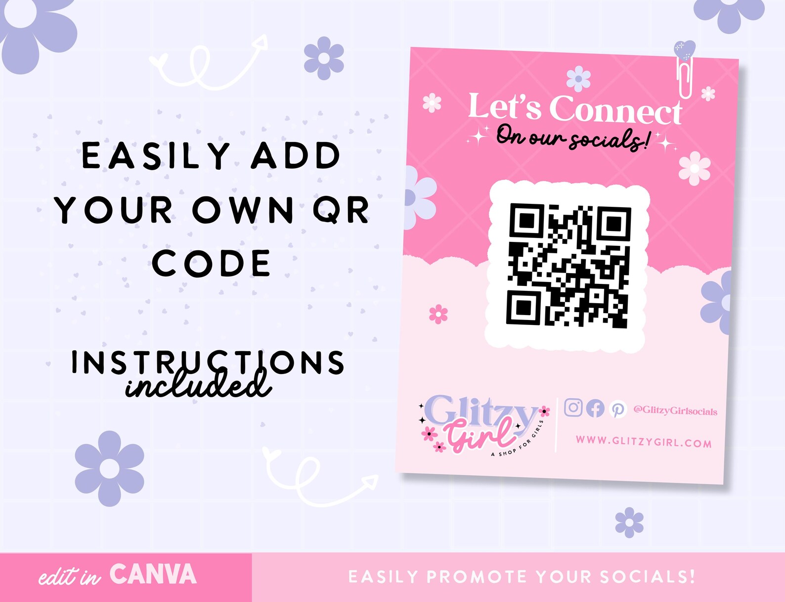 Social Media QR Code Sign Template for Small Business -vendor Booth ...