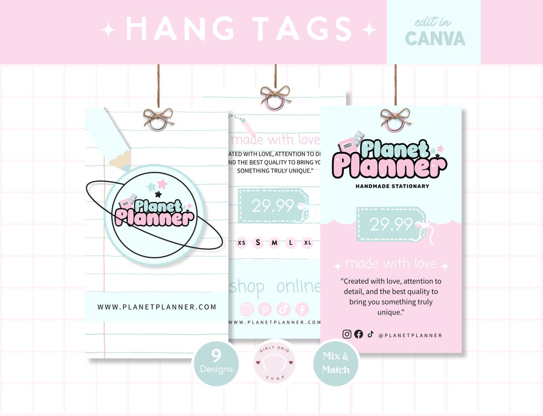 Editable Price Hang Tag Template for Clothing, Products- Planet Planner ...