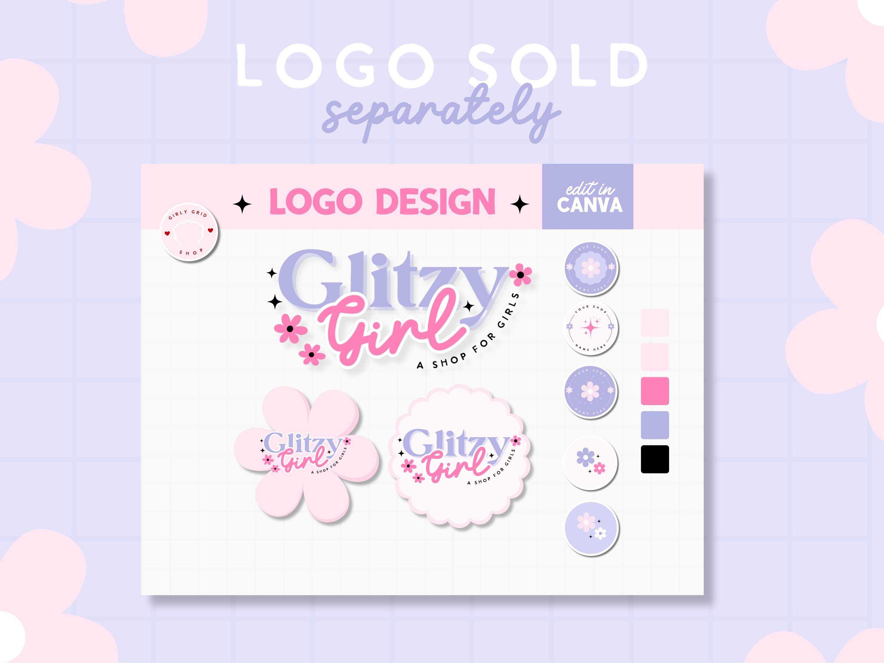 Glitzy Girl Etsy Shop Banner Branding Template Kit-editable -cute Girly ...