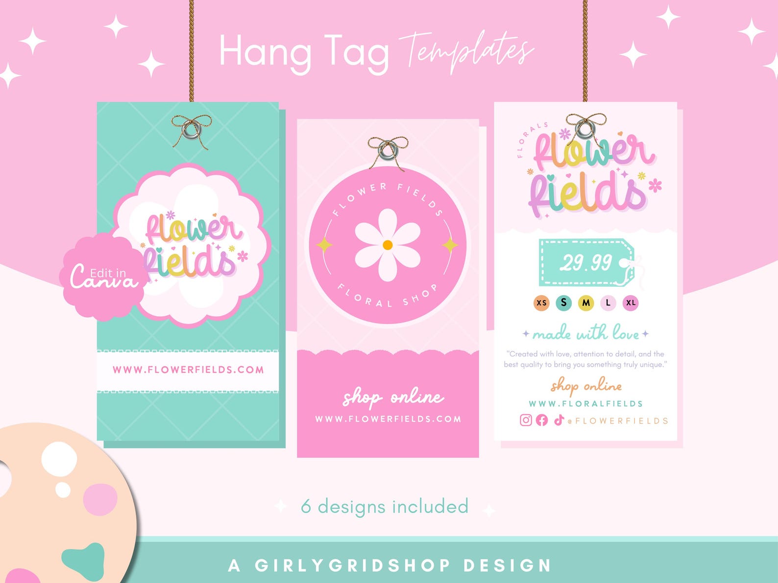 Editable Pink Hang Tag Template for Small Business-product Clothing ...