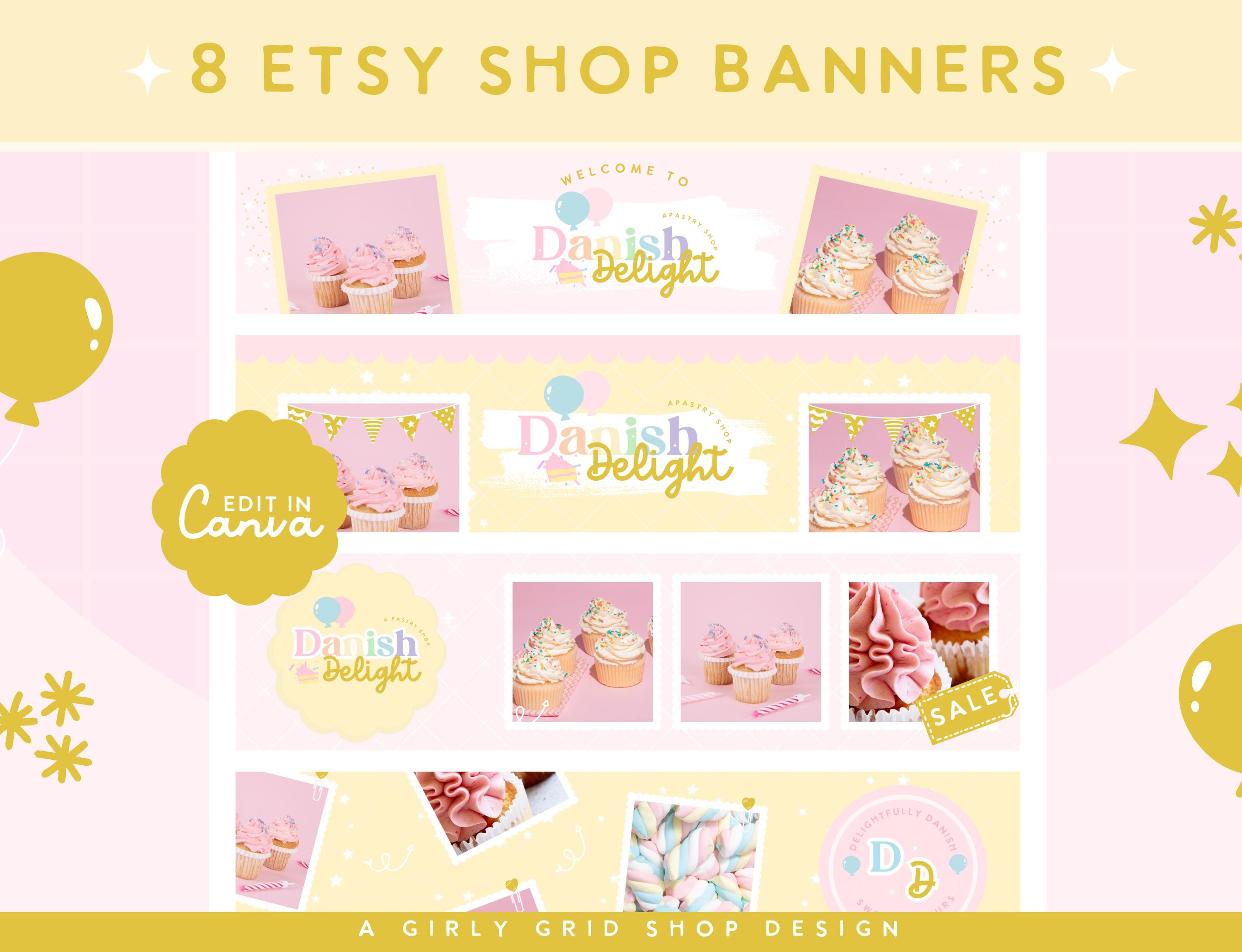 Editable in Canva 8 Cute Shop Banner for Small Business - Pink Girly ...