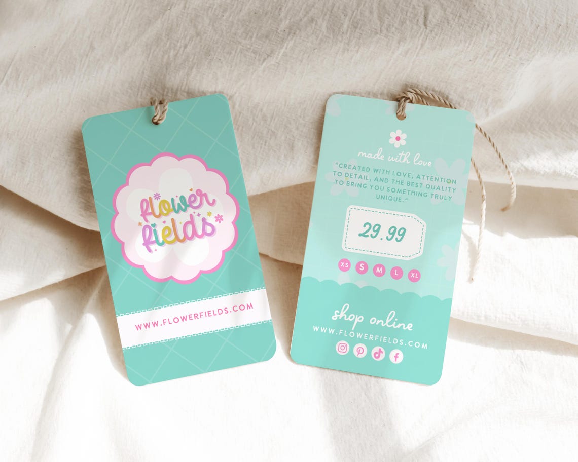 Editable Pink Hang Tag Template for Small Business-product Clothing ...