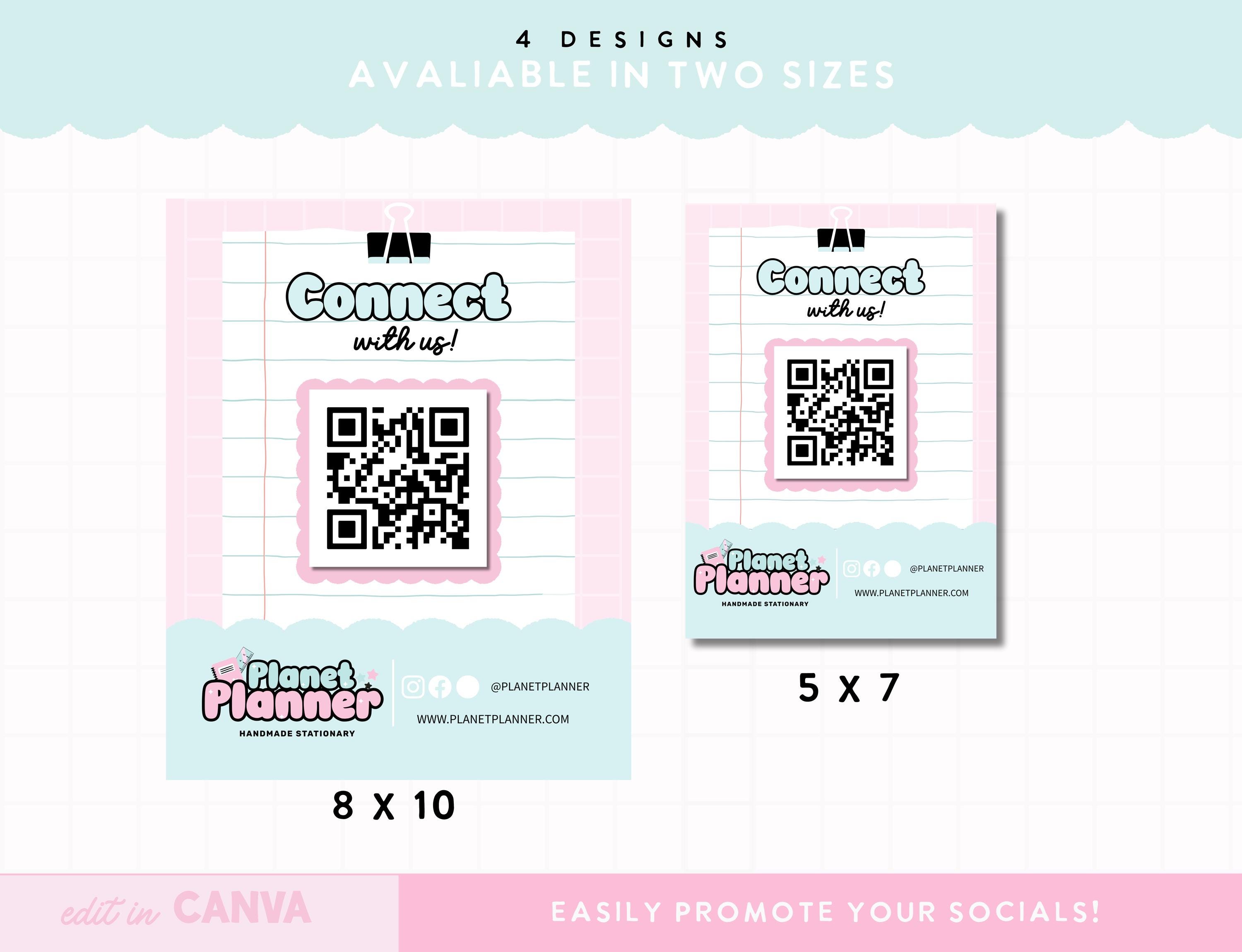QR Code Scan Sign for Vendor Events, Social Media Sign for Small ...