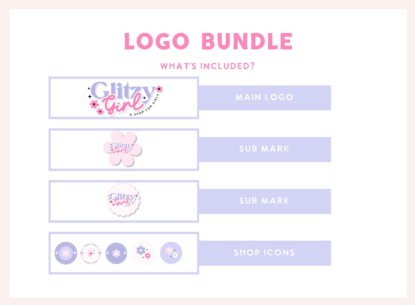 Glitzy Girl Logo Template - Editable in Canva - Cute Pink Small ...