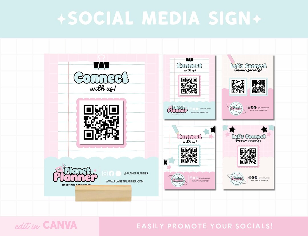 QR Code Scan Sign for Vendor Events, Social Media Sign for Small ...