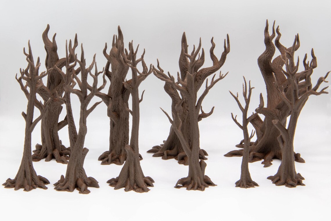 10-pack 3D Printed Forest Tree Set, Rustic TTRPG Scatter Terrain ...