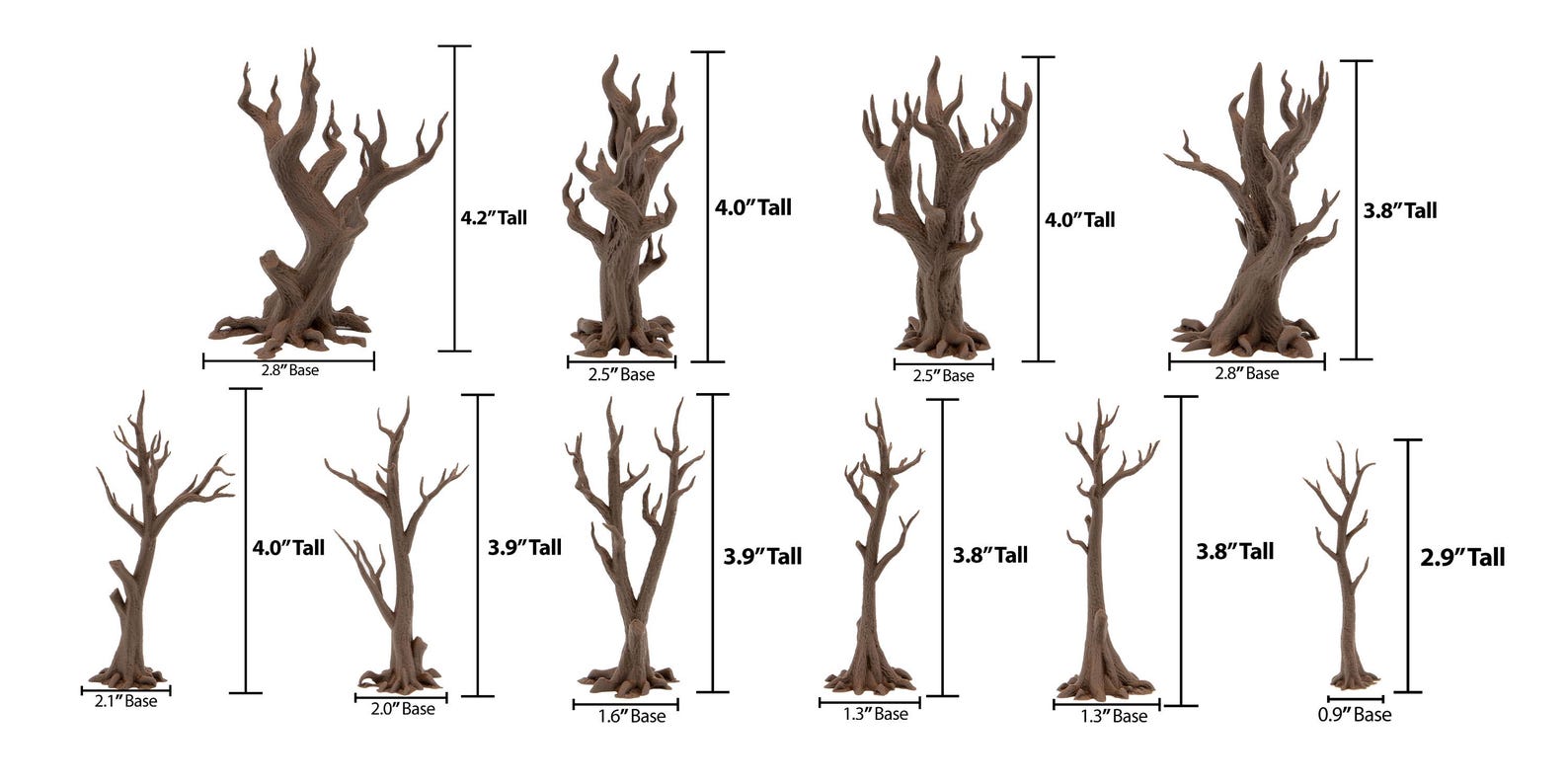 10-pack 3D Printed Forest Tree Set, Rustic TTRPG Scatter Terrain ...