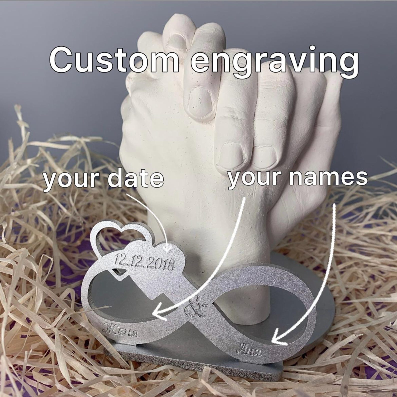 Hand Casting Kit for Couples – DIY Plaster Hand Mold With Custom Name ...
